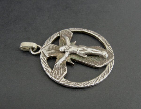 Vintage Cross with Crucifix Cut Out Coin dated 1945 Pendant | eBay