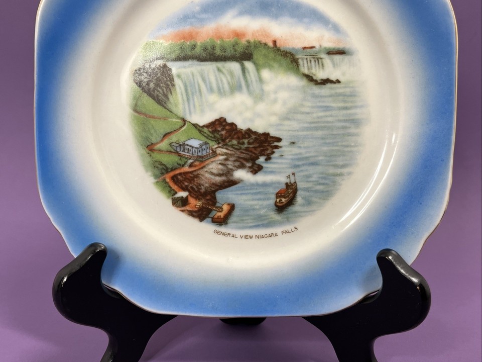 Niagara Falls Plate General View Square with Scalloped Edges Made in ...