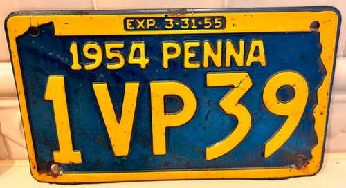 Vintage 1950's Pennsylvania License Plates Lot of 3: Man Cave, Garage ...
