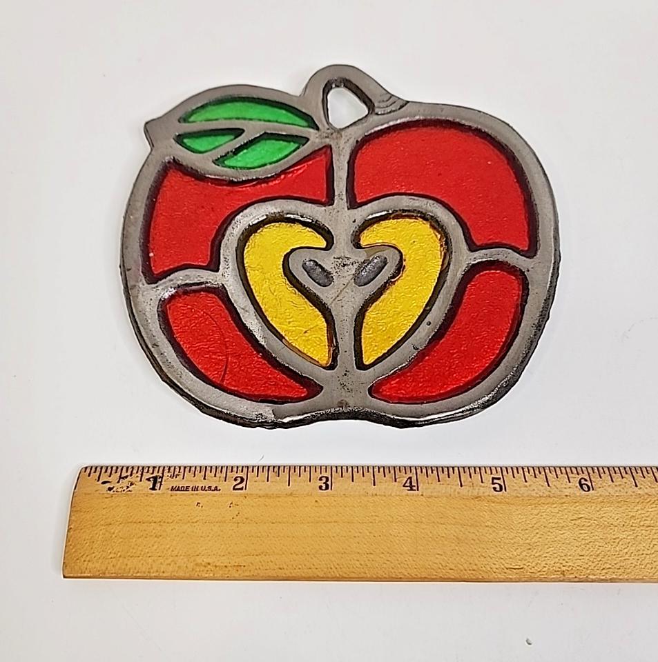 Enesco Stained Glass Look Orange Apple Grape Trivets Wall Decor Japan ...