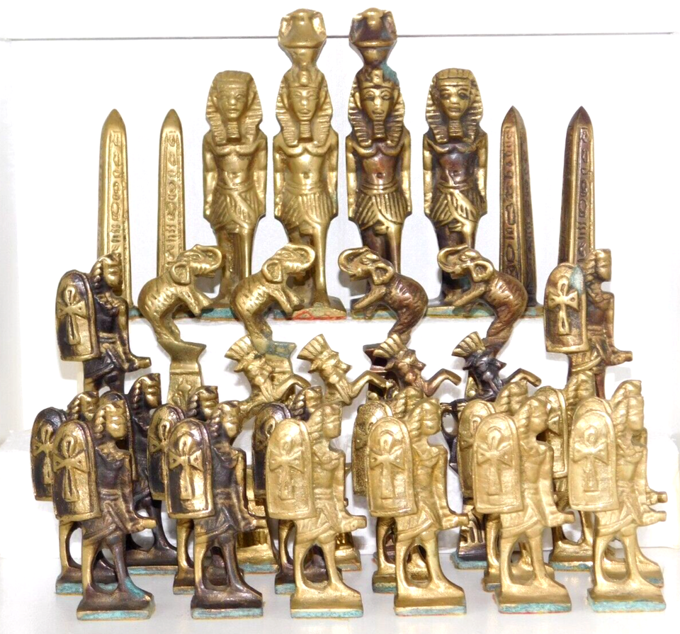 Ancient Egyptian Chess Set Pharaoh & Warriors BRONZE ANKH Circa 1890 ...