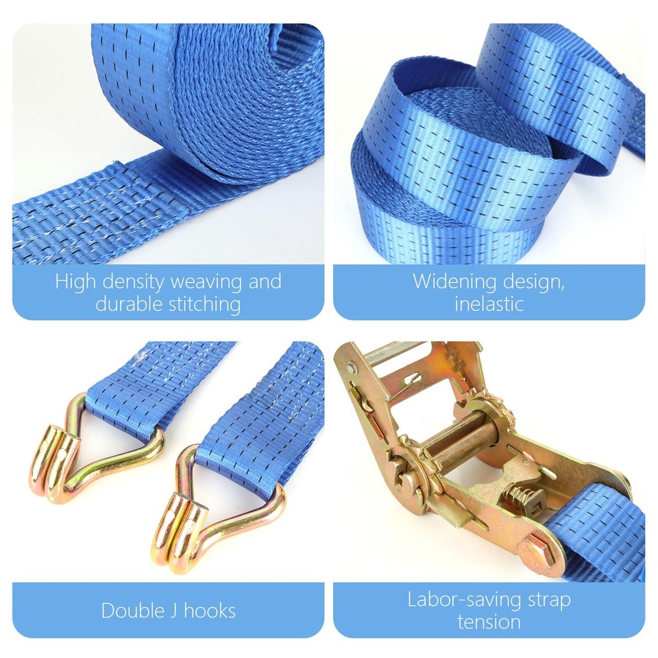 2 Pack 2 Inch Ratchet Straps Heavy Duty 20ft Tie Down Straps Ratchet ...