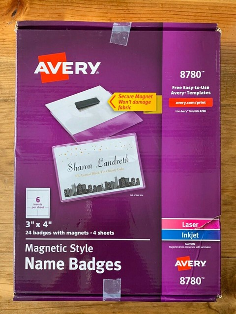 AVERY 8780 Magnetic Style Name Badge Kit Horizontal 4 X 3 In White 24 AVERY 8780 Magnetic Style Name Badge Kit Horizontal 4 X 3 In White 24