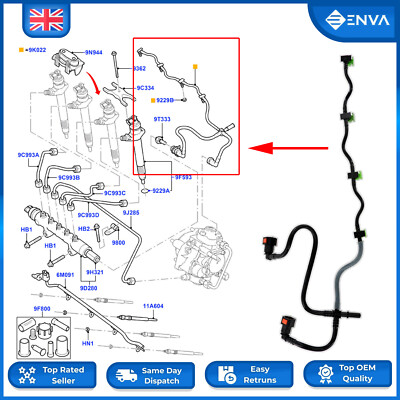 Fuel Injector Leak Off Pipe & Clips For Ford Transit Mk7 2.2 Tdci 06-14 ...
