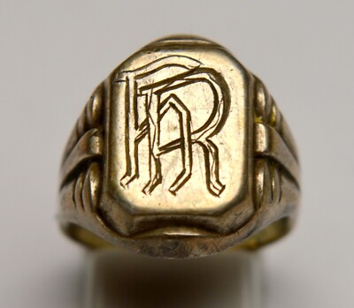 VINTAGE 835 SILVER GERMAN MONOGRAM INITIAL HR FR SIGNET RING | eBay