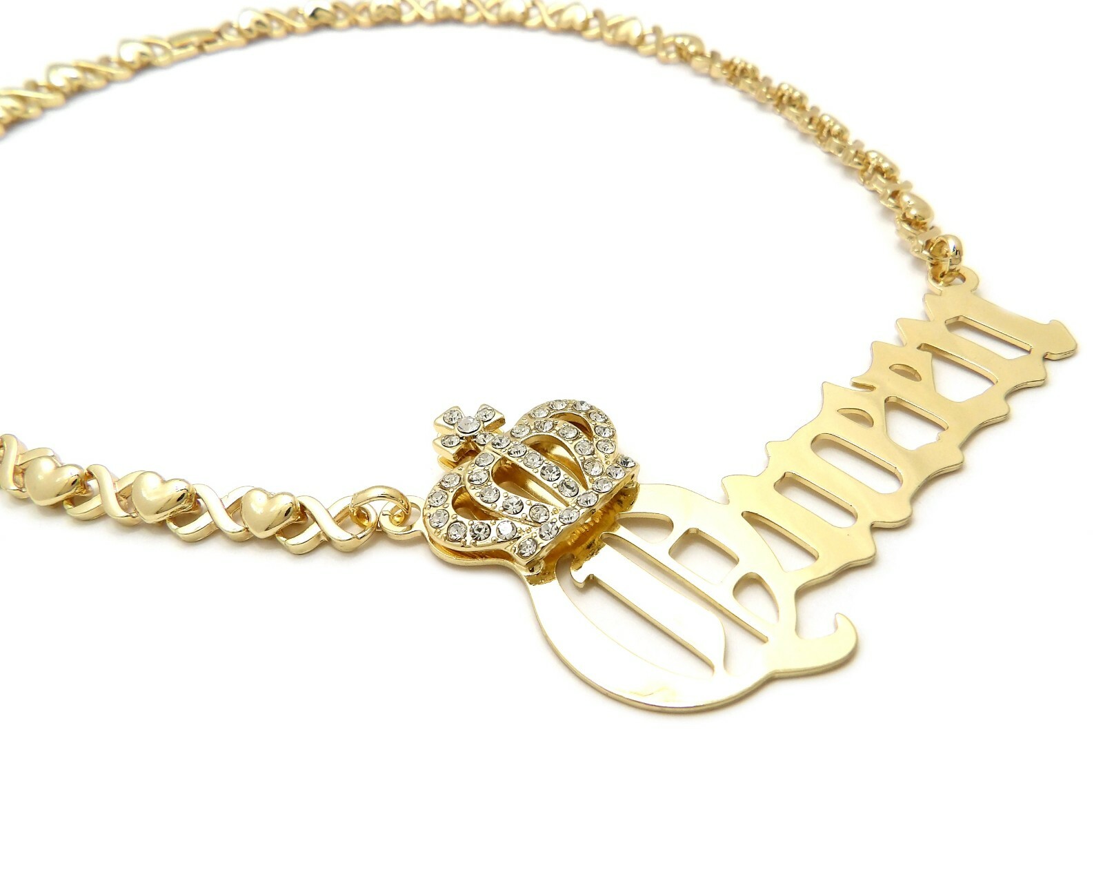 Women's Hip Hop Iced Crowned QUEEN Pendant & 7mm 18" XO Chain Choker ...