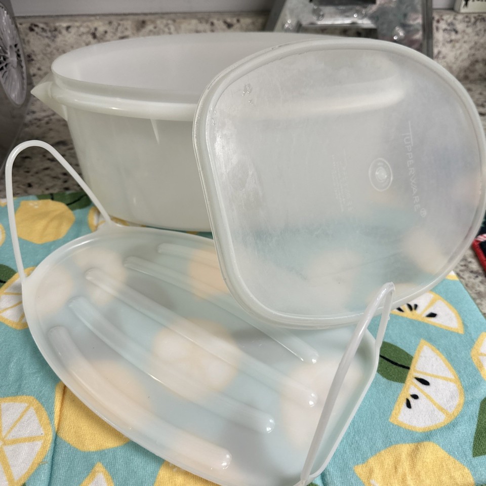 Tupperware 3 Piece Ham Turkey Storage Keeper Lid & Holder 488-1 487-5 ...