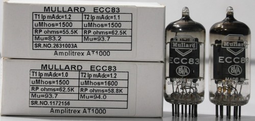 Mullard ECC83 Long Plate Made in Great Britain Amplitrex Tested Qty 2 ...