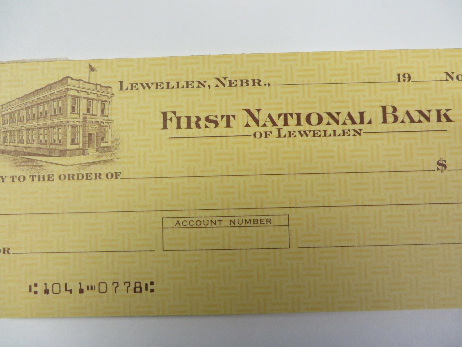 Vintage First National Bank of LEWELLEN, NEBRASKA Counter Check Book ...