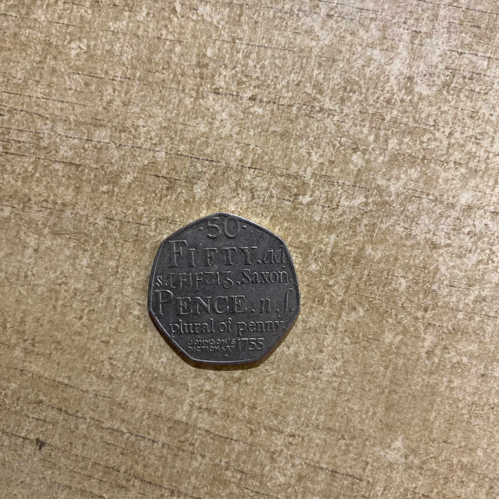 50p Coin 2005 Plural Of Penny / Saxon Johnson Dictionary Fifty Pence ...