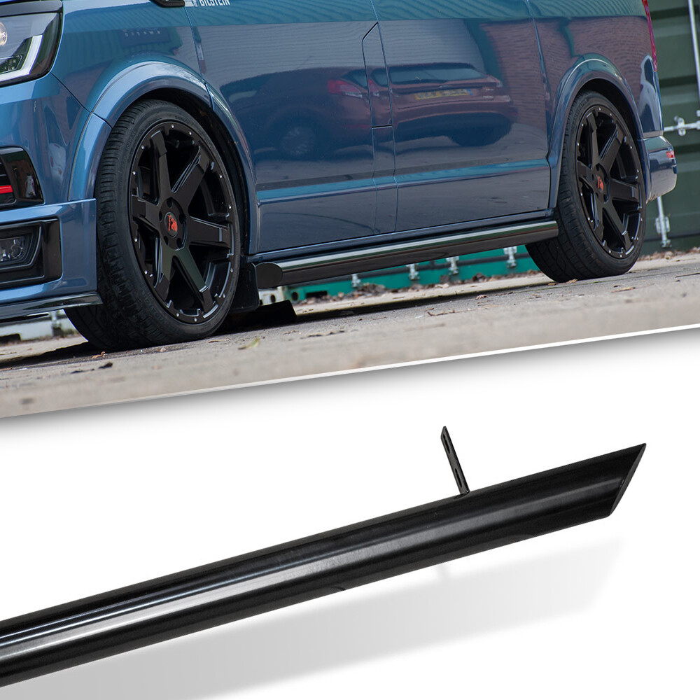 FOR VW T6 TRANSPORTER 15>19 SWB GLOSS BLACK STEEL SIDE PROTECTION BARS ...