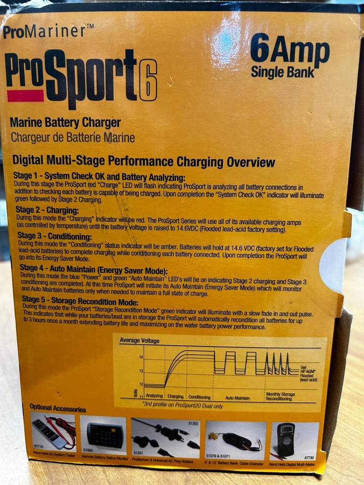43023 ProSport 6 PFC Gen 3 Heavy Duty On-Board Marine Battery Charger ...