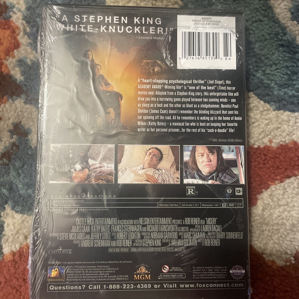 New Misery DVD 1990 Kathy Bates James Caan Stephen King HTF Rare Cover ...