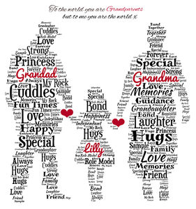 Personalised Word Art Nana Gran Grandma Grandad Grandaughter Christmas ...