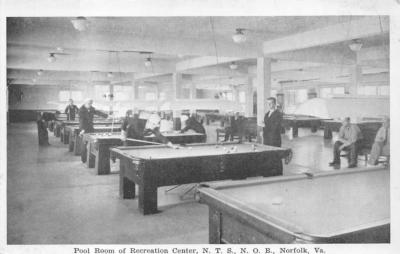 NORFOLK VIRGINIA NAVAL TRAINING STATION POOL ROOM MILITARY POSTCARD (c ...