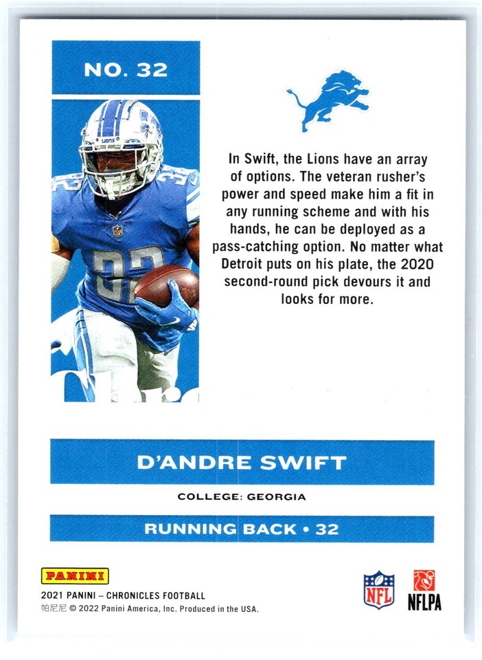 2021 Panini Chronicles Football #32 D'Andre Swift Pink Detroit Lions | eBay