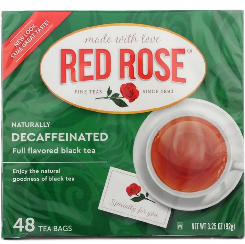 Red Rose Decaffeinated Black Tea 48 Individually Wrapped Tea Bags -3 ...