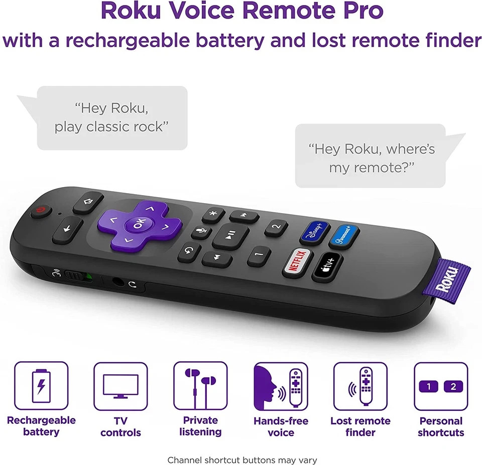 Roku Voice Remote Pro | Rechargeable voice remote with TV controls ...