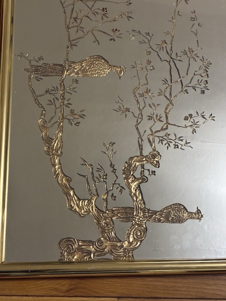 Early 1980’s Sebet Silverman MCM Eglomise Golden Etched Peacock Mirror ...