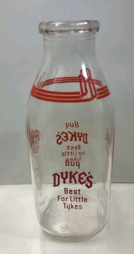 1951 DYKE'S DAIRY YOUNGSVILLE WARREN PA Painted Label Quart Milk Bottle ...