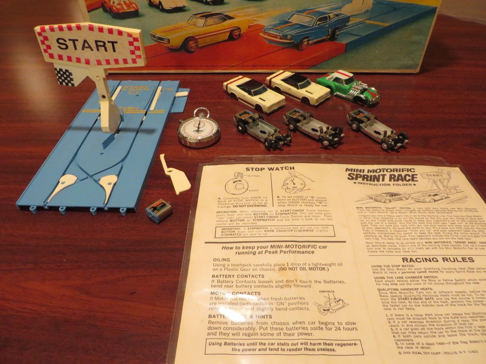 MINI motorific SPRINT RACING 100 IDEAL slot car PLAYSET 3 CARS w ...