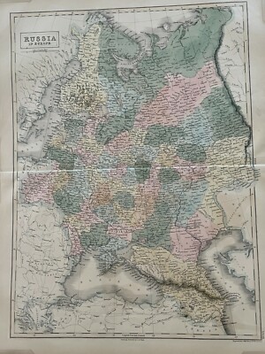 1853 MAP RUSSIA IN EUROPE - Before UKRAINE - HAND COLORED HISTORIC | eBay