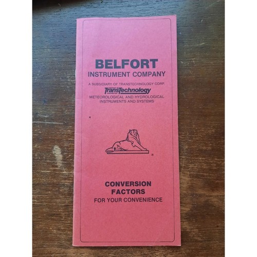 1970s Vintage Belfort Instrument Company Conversion Factors Table ...