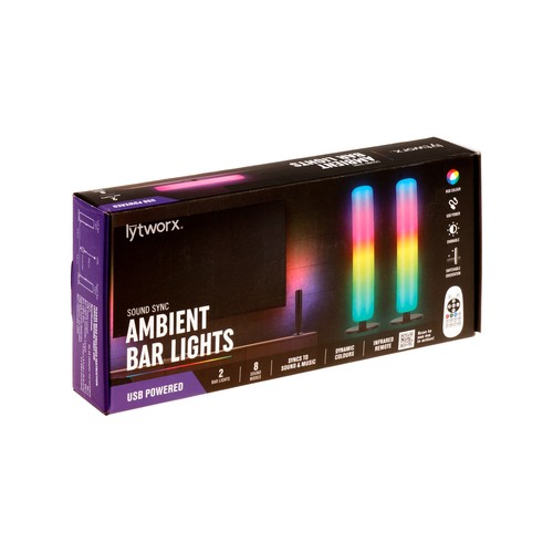 Lytworx USB Sound Sync Ambient Bar Lights - 2 Pack Dynamic Colours and ...