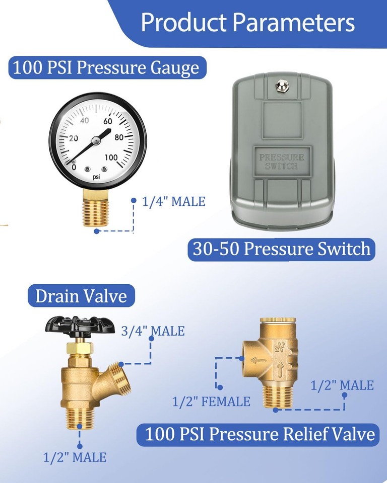 Upgrade 1"x 11"Well Pressure Tank Tee Kit with Union for Water Well ...