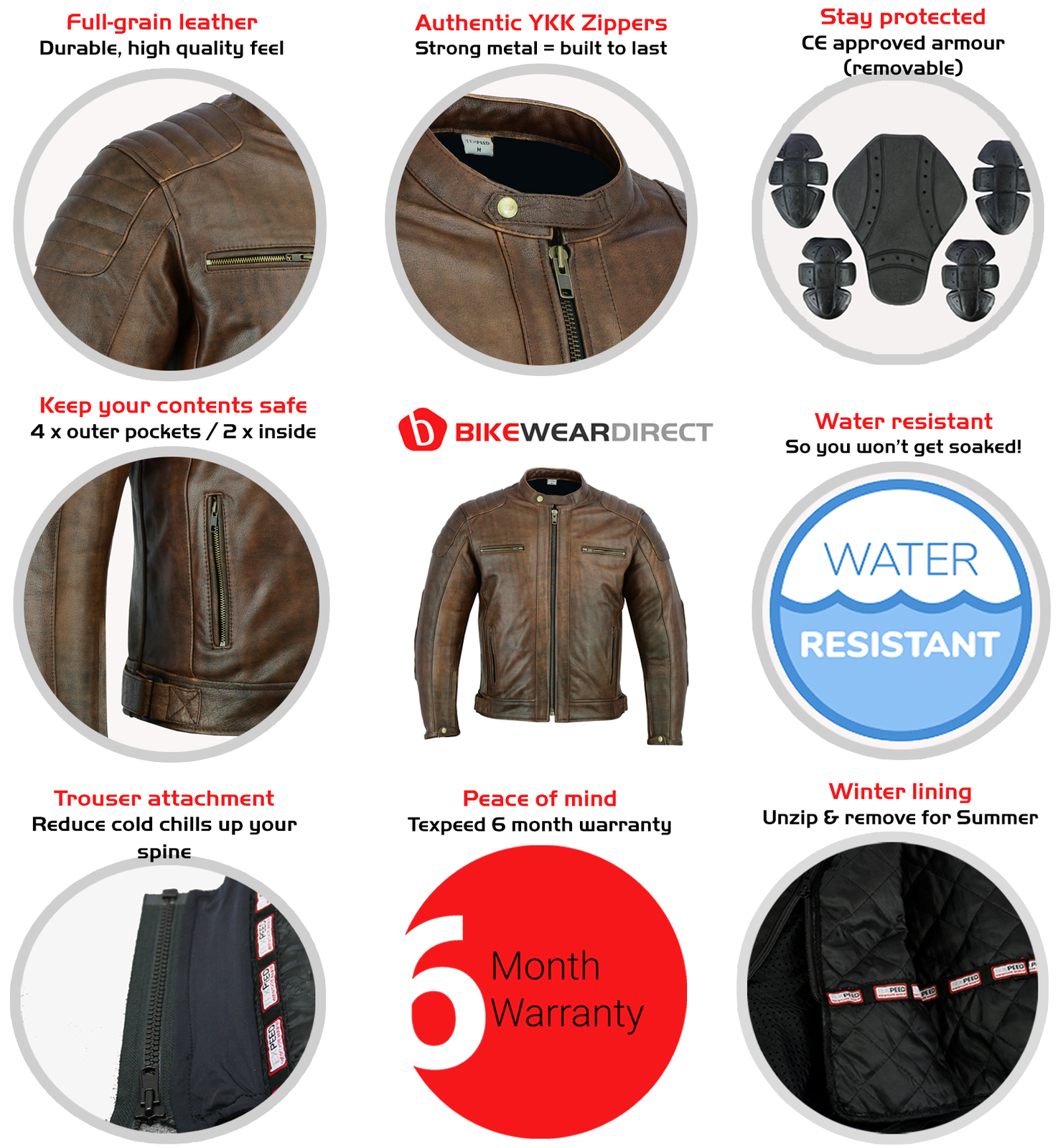 Leather Motorbike Motorcycle Jacket With Genuine CE Protective Biker ...