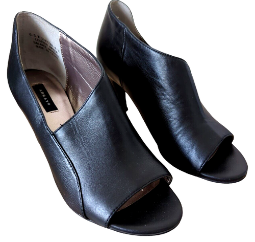 Array™ Women's 6.5 W Flatter Black Leather Slip On Pumps Shoes Clean ...