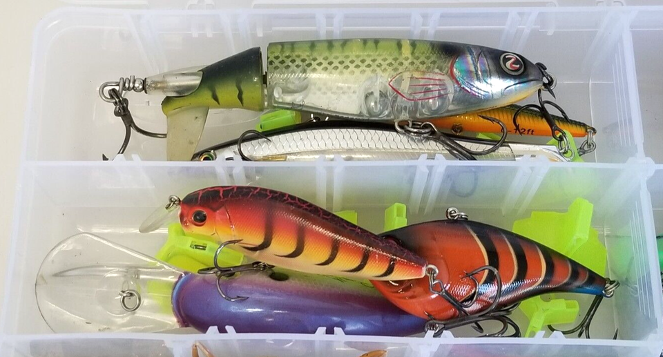 Fishing Lure Lot in Plano Tackle Box, Spinnerbait Jig Buzzbait Goby ...