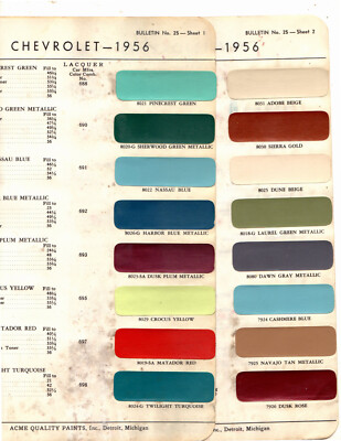 1956 CHEVROLET 150 BELAIR 210 DELRAY NOMAD 56 ORIGINAL PAINT CHIPS ACME ...