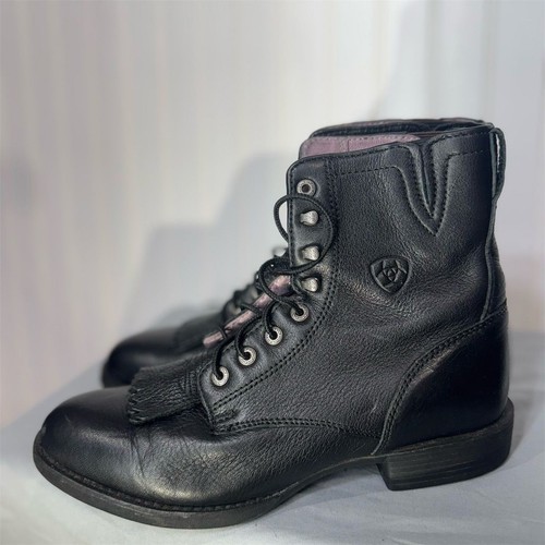 Ariat ATS 10002145 Black Leather Lace-Up Paddock Boots 7.5B Riding ...