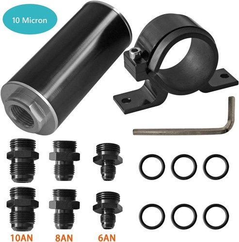 Inline 10 Micron Fuel Filter 6AN 8AN 10AN Adapter 50MM Cleanable ...