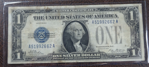 1928 $1 Silver Certificate Funny Back US Currency Note Bill A51992662 ...