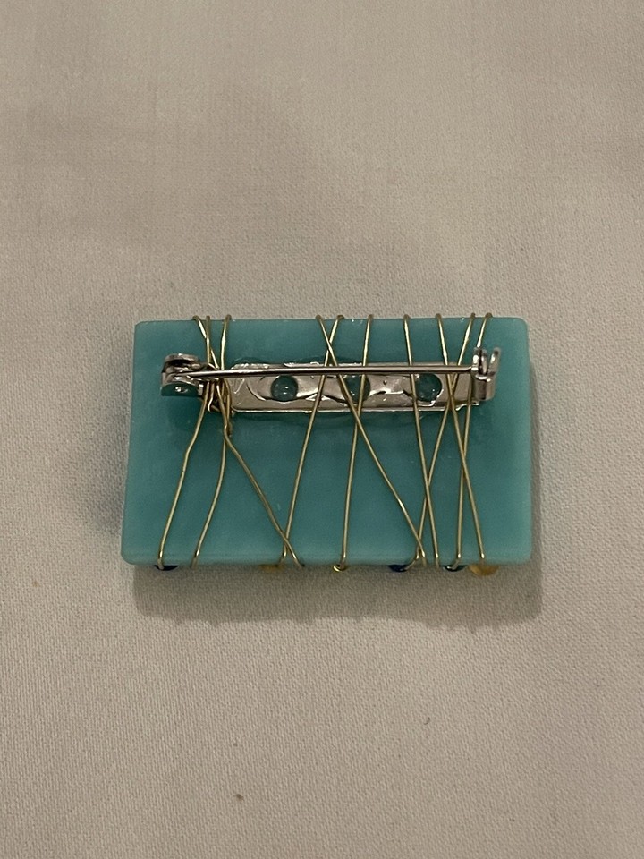Mio Bella Rectangle Teal Color Brooch Pin Multicolor Round Beads | eBay