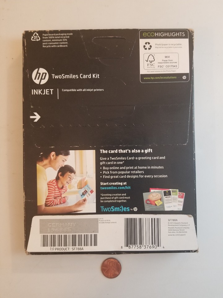 W3-27 paper HP Glossy Sheet Two Smiles *The card gift* CARD KIT ...