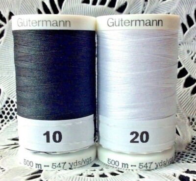 NEW Black & White GUTERMANN 100% polyester thread 547 yard Spools | eBay