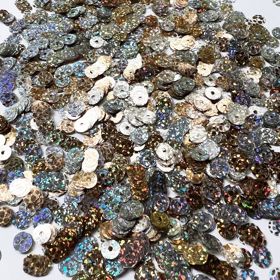 6mm Flat Sequins Crystal Gold Spots Transparent Holo Glitter Sparkle ...