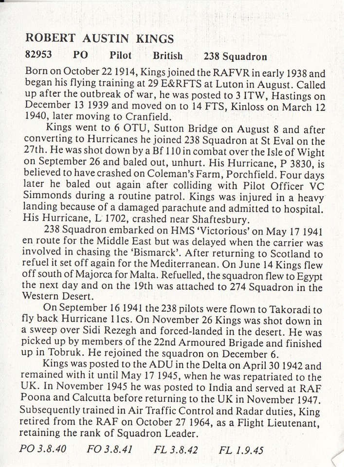 RAF cover RNAS Signed 6 Battle of Britain Pilots inc Kings, Russell ...