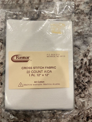 Raymar Cross Stitch Fabric, Aida 22 Count, 12”x12”, White, 100% Cotton ...