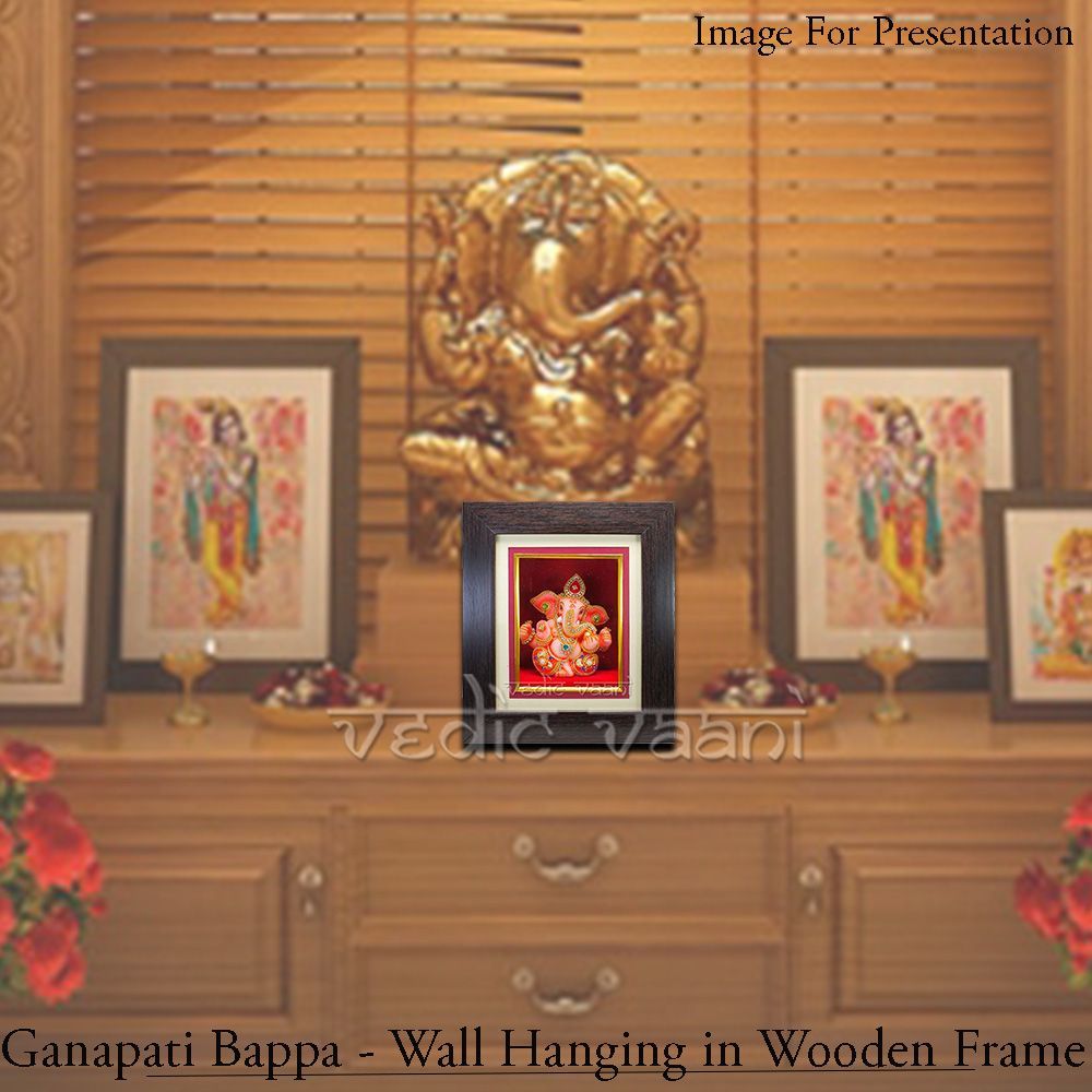 Ganapati Bappa - Wall Hanging in Wooden Frame Vedic Vaani? | eBay