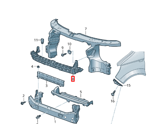 NEW VOLKSWAGEN TRANSPORTER T6 FRONT BUMPER IMPACT SUPPORT 7E0807699A ...