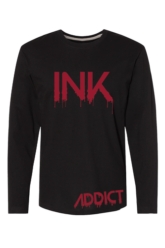 BRAND NEW InkAddict UNISEX INK DRIP LS Tee Shirt BLACK / RED SMALL ...
