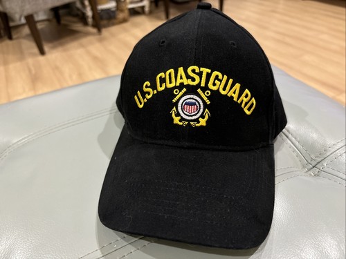 Vintage USCG US Coast Guard Hat Cap BLACK & YELLOW Adjustable 100% ...