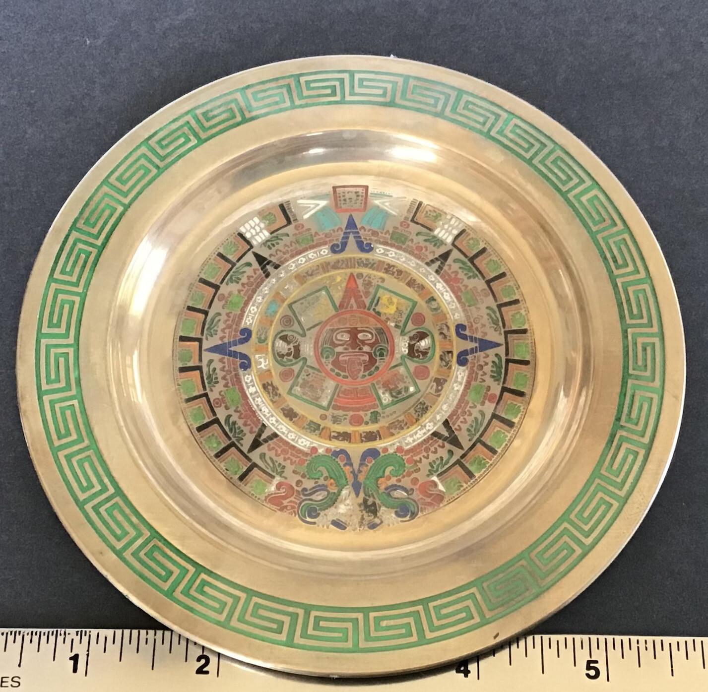 Vintage Mexico Mayan Aztec Wall Hang Brass Plate Mayan Calendar New In ...