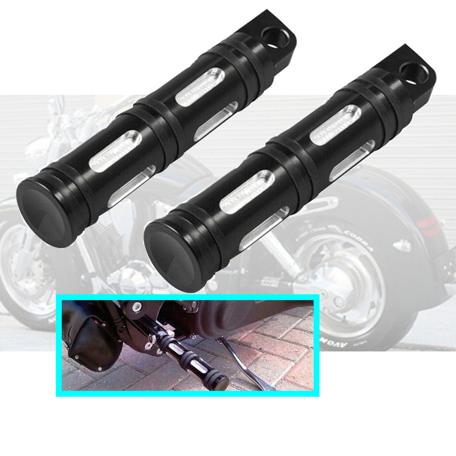 Motor Footpegs Foot Rests For Harley Fatboy Electra Glide FLHT ...