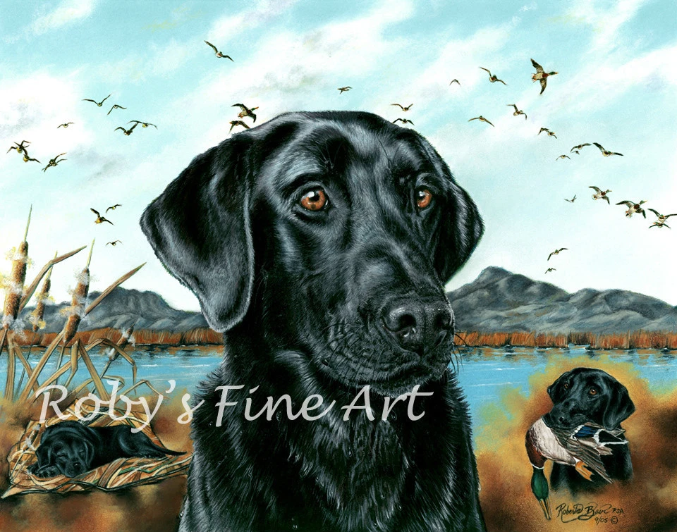 Lab Duck Hunting Paintings