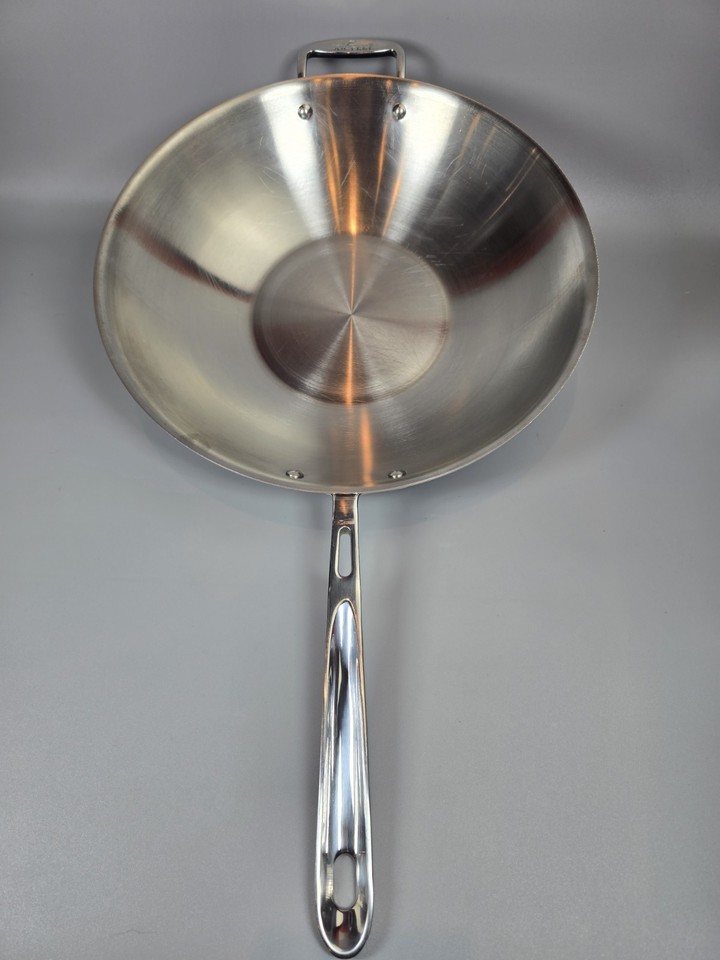 All Clad Copper Core 14 Inch Wok Stir Fry Pan Stainless Large USA No ...